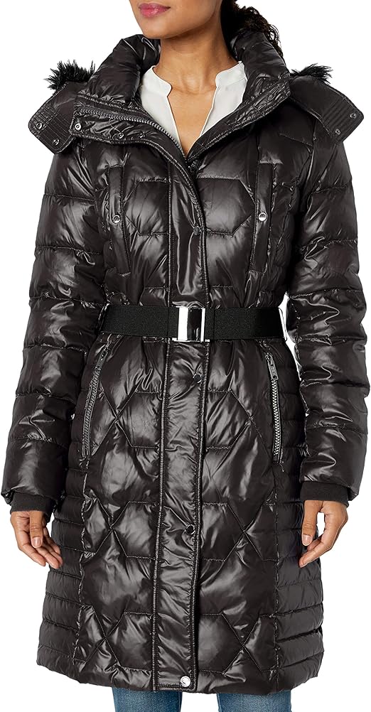 Marc New York by Andrew Marc Women's Plymouth Belted Down Jacket with ...