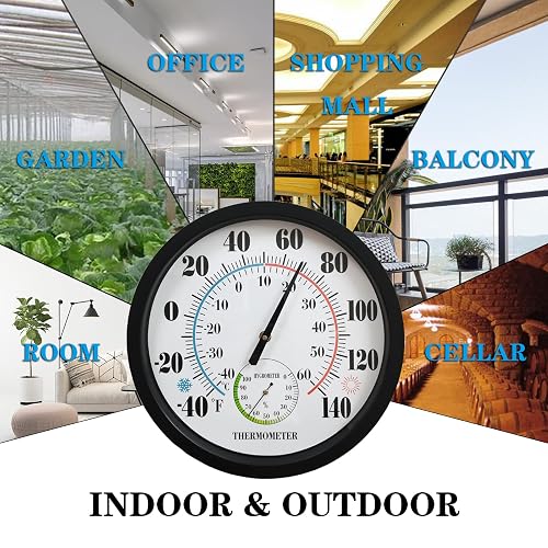Large Outdoor Thermometer Decorative Wall Mounted Thermometer, 10"