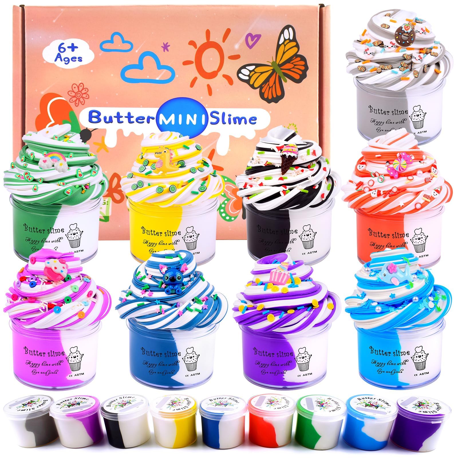 9 Pack Butter Slime kit, Butter Party Favors for Girls Boys, Slime Bulk ...