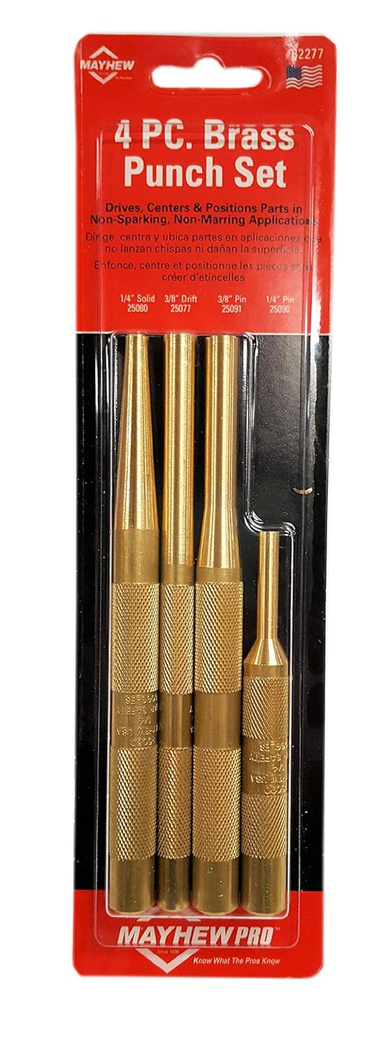 Home & Garden Mayhew Pro 4 Piece Brass Punch Set Tools & Workshop Equipment