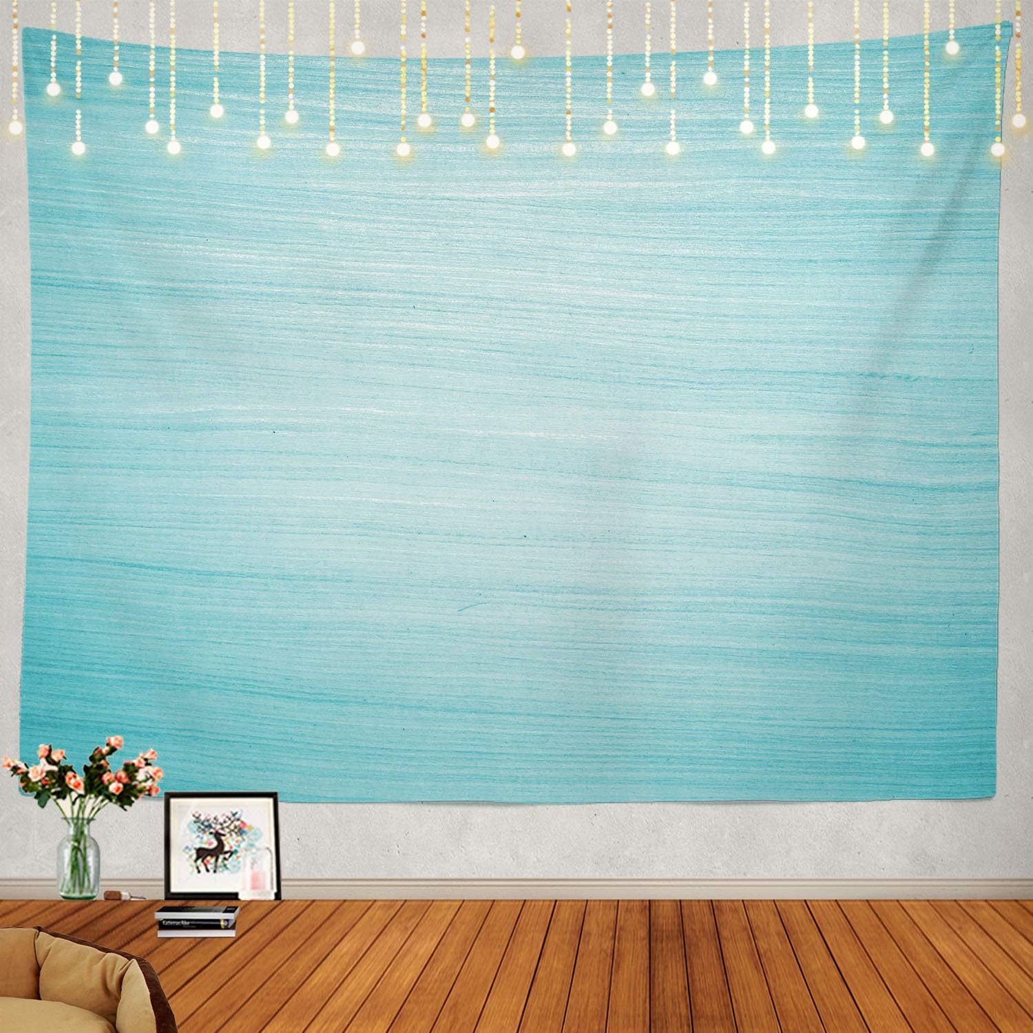 Amazon.com: Shrahala Light Blue Tapestry, Turquoise Solid Color Wall ...
