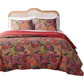 Amazon.com: Lavish Home Cassandra Printed 3-Piece Quilt Set, Full/Queen ...