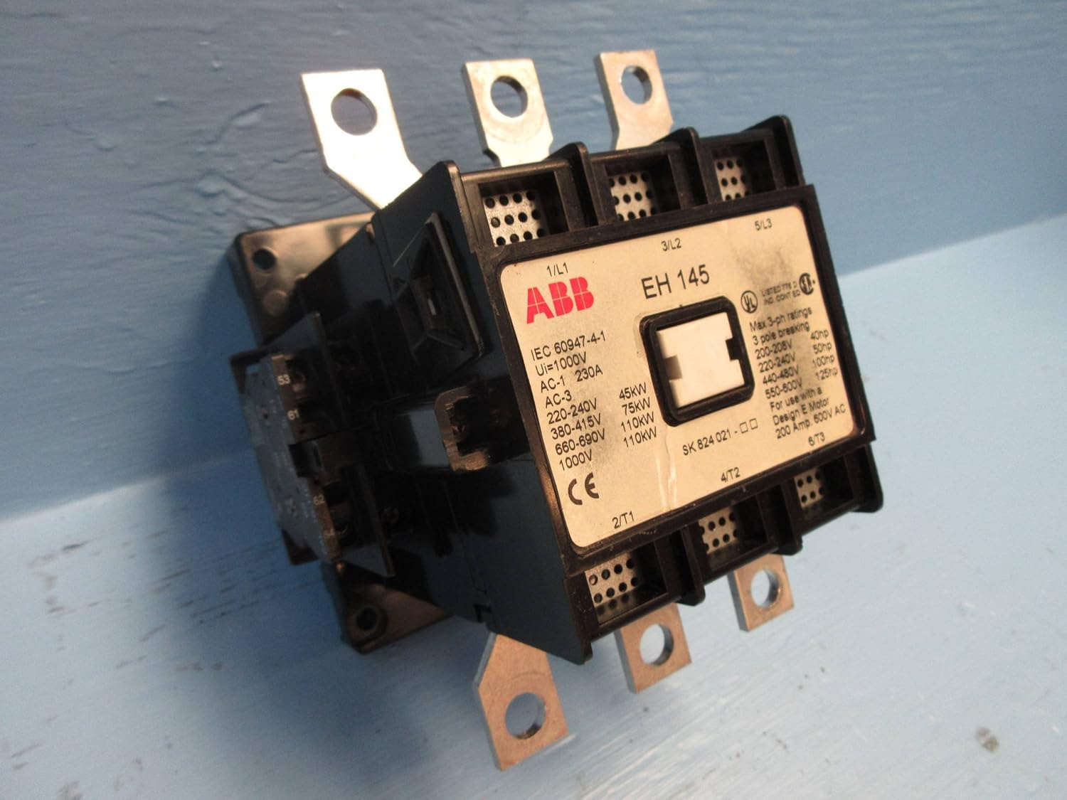 ABB EH-145 Contactor de motor 200 Amp 600 V 125 HP 24 V-DC Bobina 3PH ...