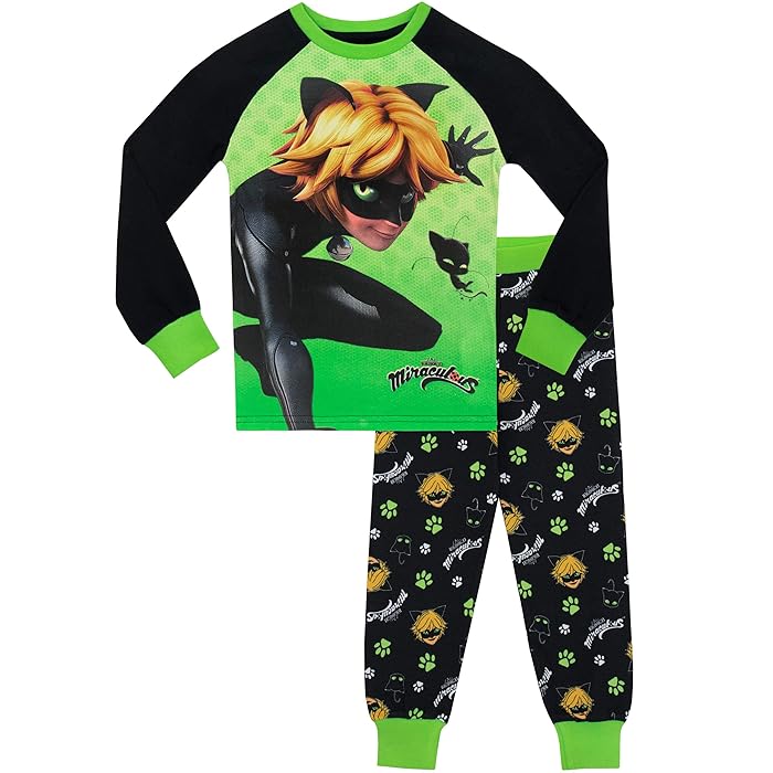 Buy Miraculous Ladybug Boys Cat Noir Pyjamas Snuggle Fit Online at ...