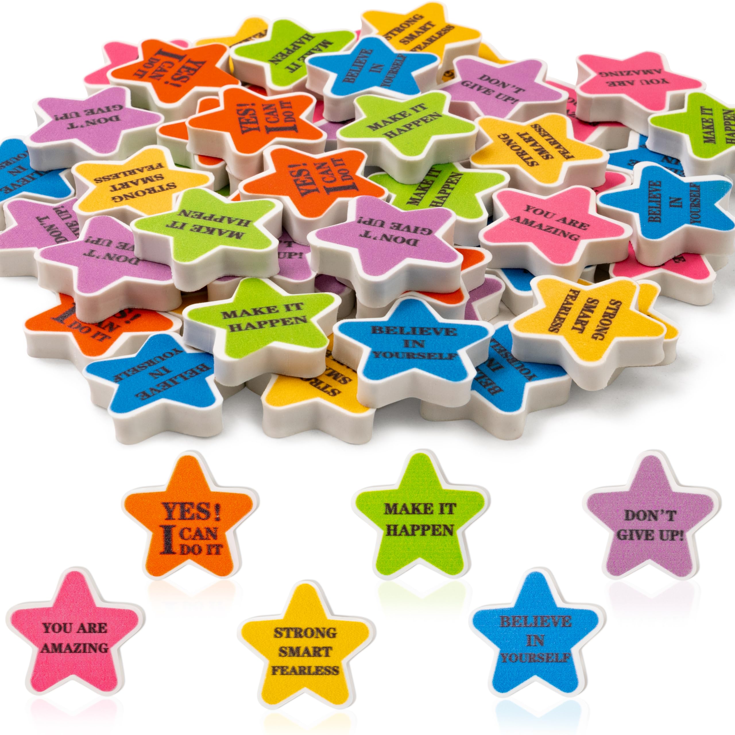 DGjianfei Colorful Motivational Star Shaped Erasers Inspirational Mini ...