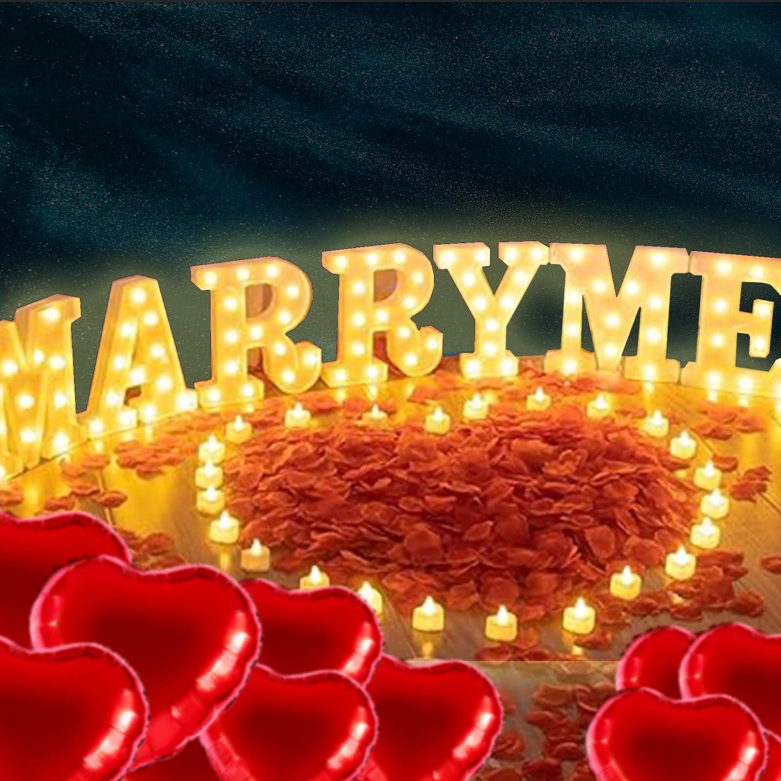 Romantic Proposal Decorations Kit - ‘Marry Me' Light Up Letters, 2000 ...
