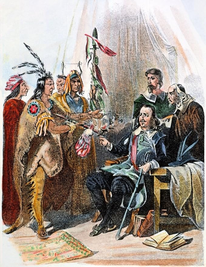 Massasoit & Carver 1620 Nwampanoag Native American Chief Massasoit ...