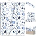 Amazon.com: FYSUIMU 60 Sheets Ocean Tissue Paper White Blue Bow ...