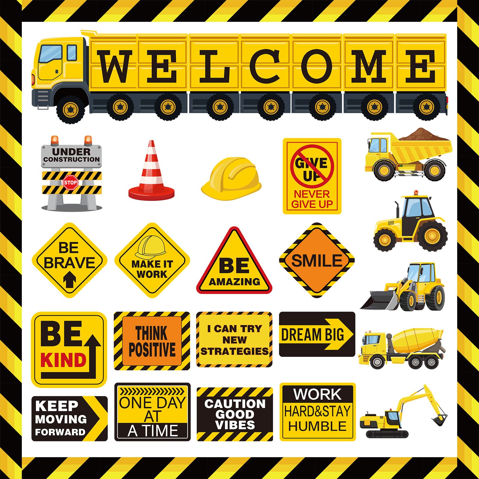 Tatuo 54 Pieces Construction Bulletin Board Set Welcome Construction ...