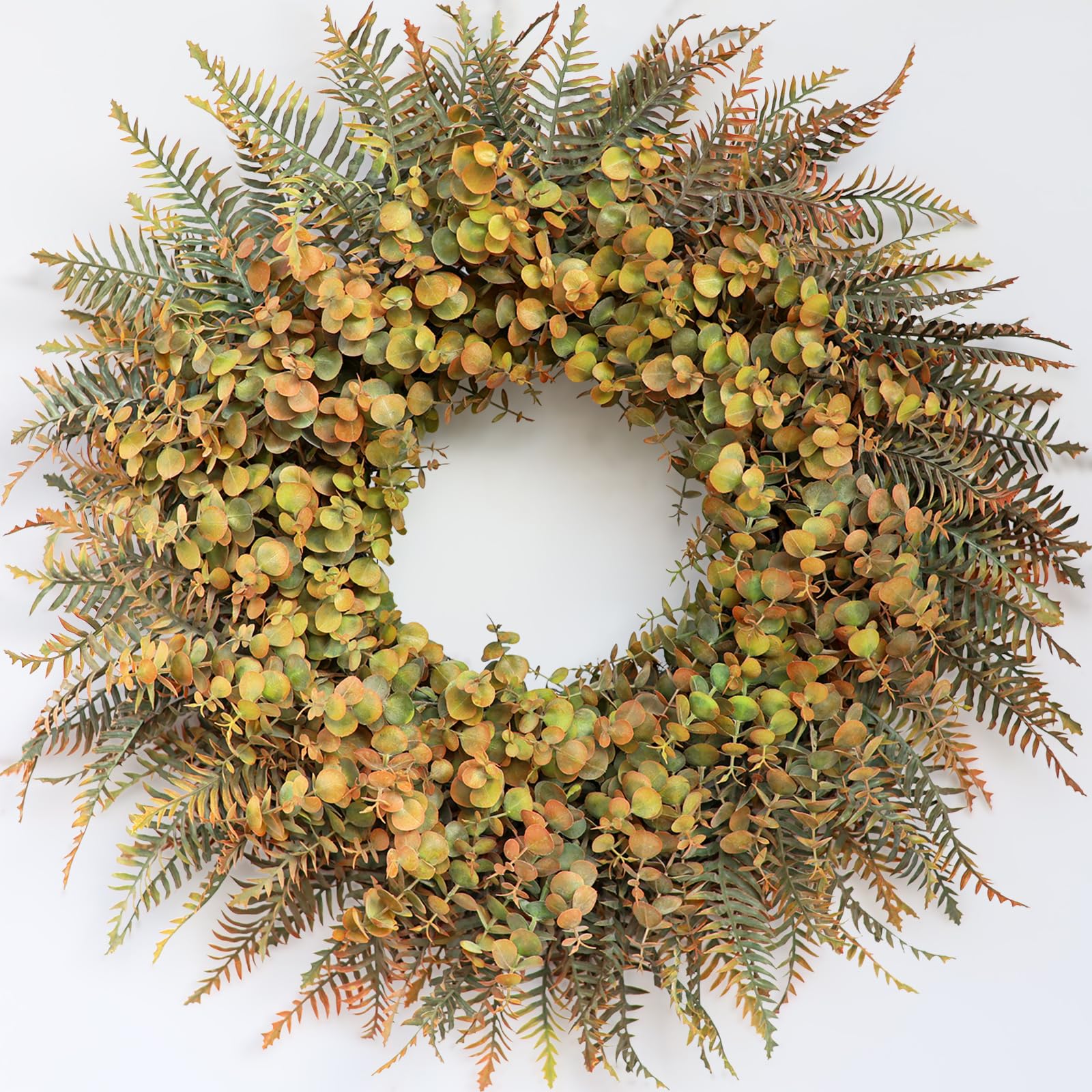 26" Fall Wreath for Front Door - Large Artificial Eucalyptus and Fake ...