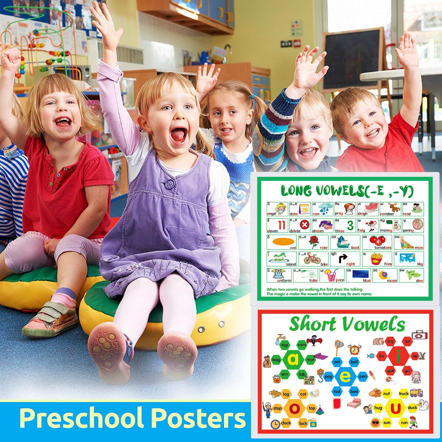 Vowels Sight Words Classroom Decor Charts 12 English Phonics Posters ...