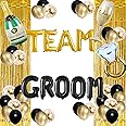 Amazon.com: Team Groom Balloons Gold and Black Bachelor Party Banner ...