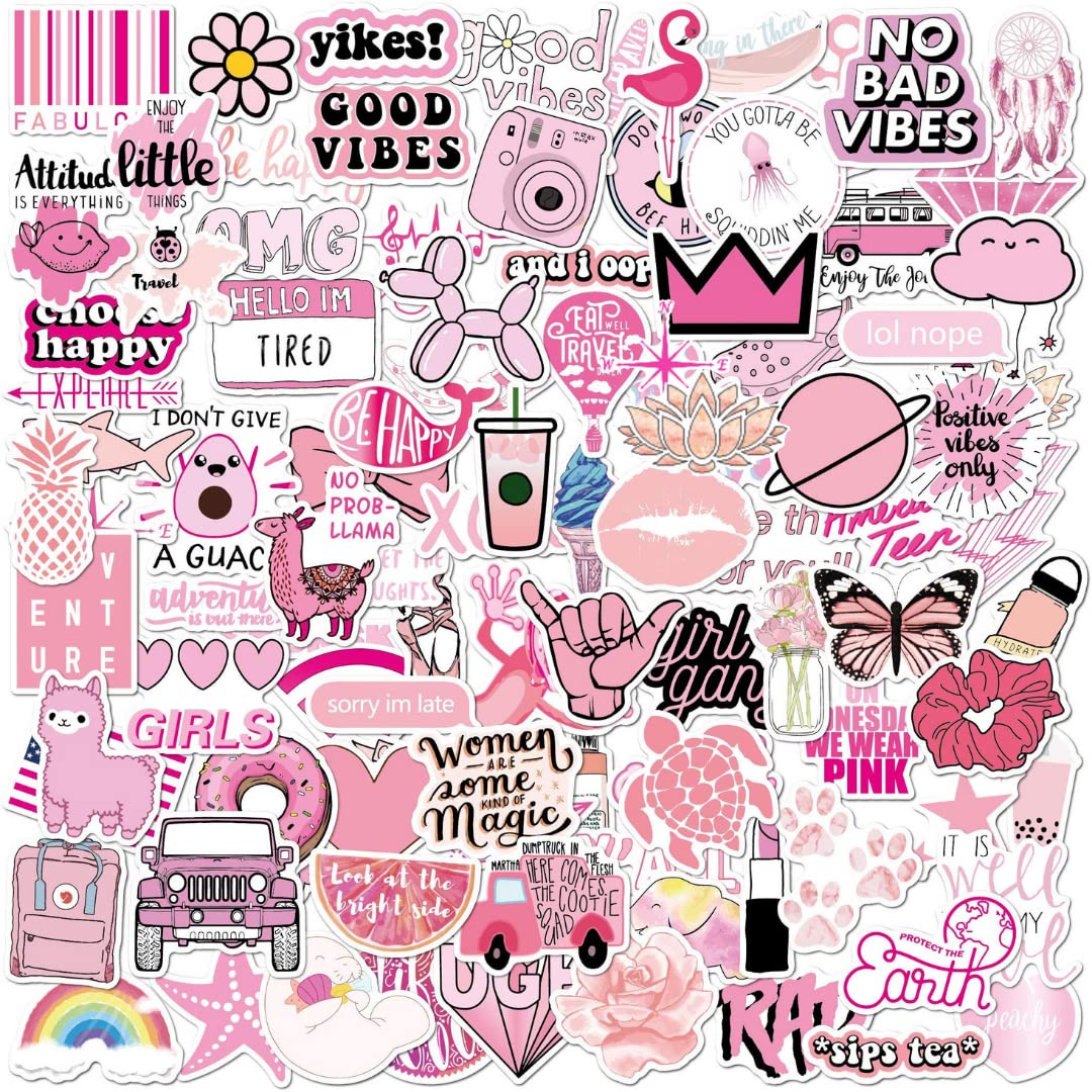 Mua 100pcs Preppy Stickers Pink Cute Vinyl Aesthetic Water Bottle ...