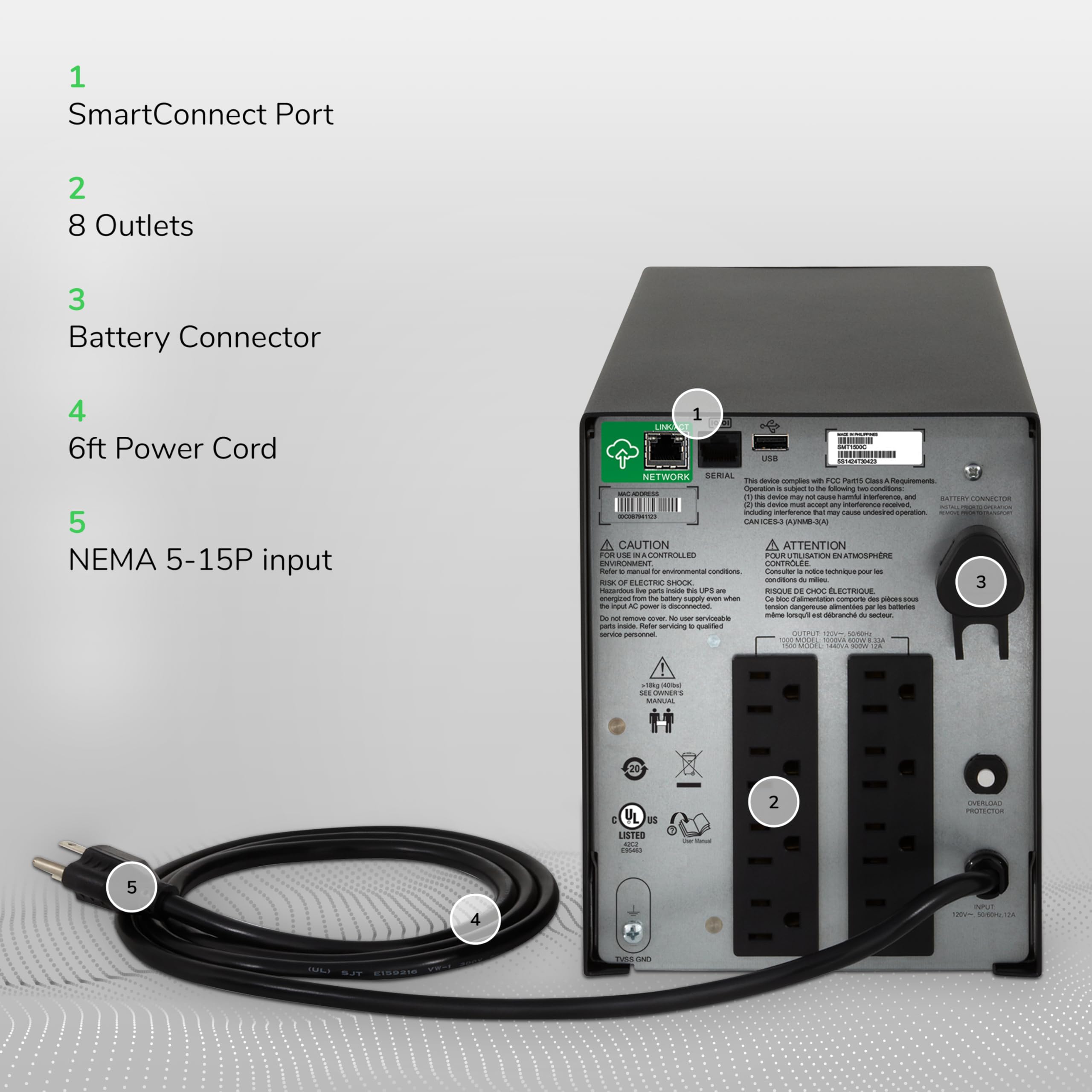Mua 1500VA Smart UPS with SmartConnect, SMC1500C Sinewave UPS Battery ...