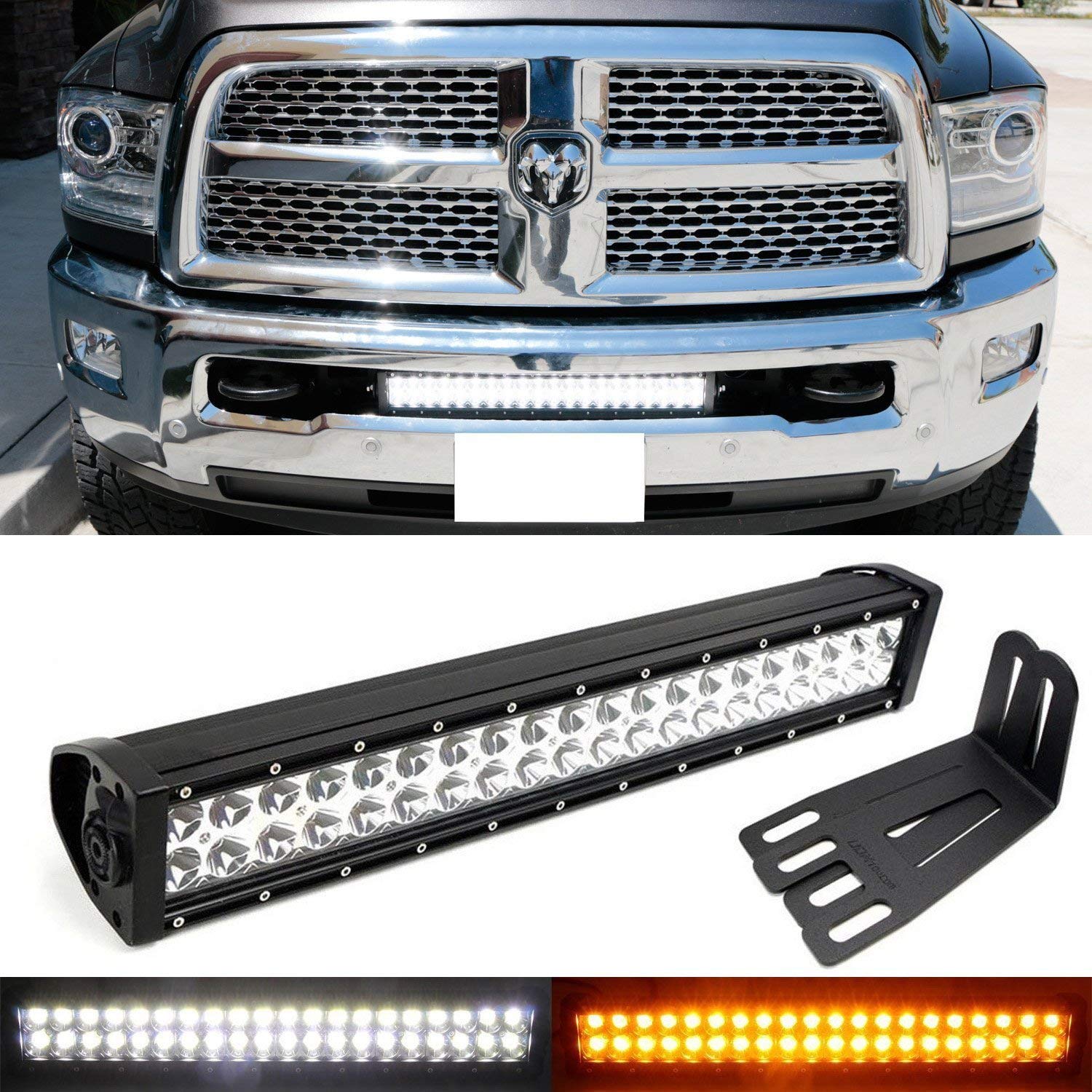 Buy iJDMTOY Lower Grille 20" Dual Color LED Light Bar Kit For 2009-18 ...