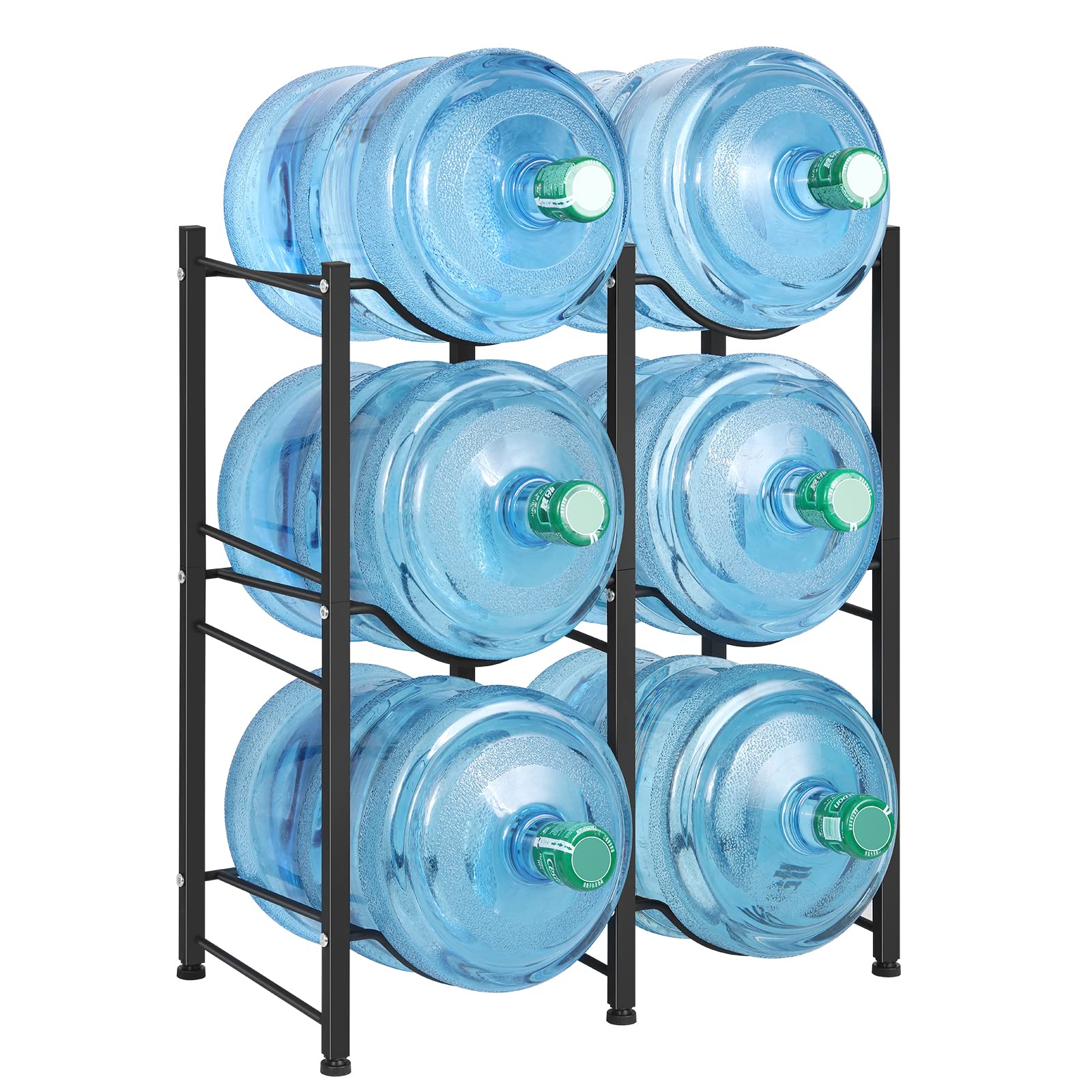 LIANTRAL 5 Gallon Water Bottle Holder, 3 Tiers Black Double Row Heavy ...