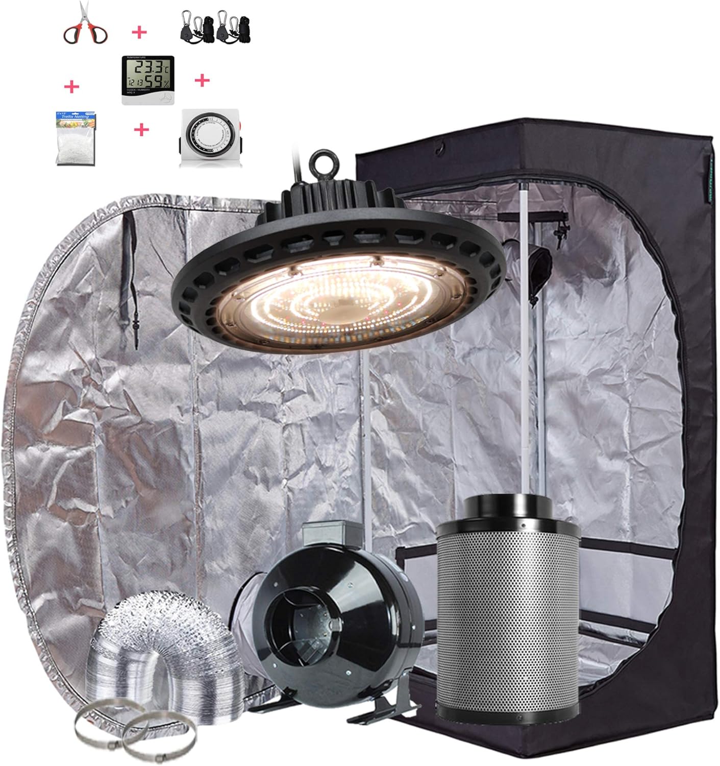 Amazon.com : TopoGrow New Tech LED 300W UFO Grow Light Full-Spectrum ...