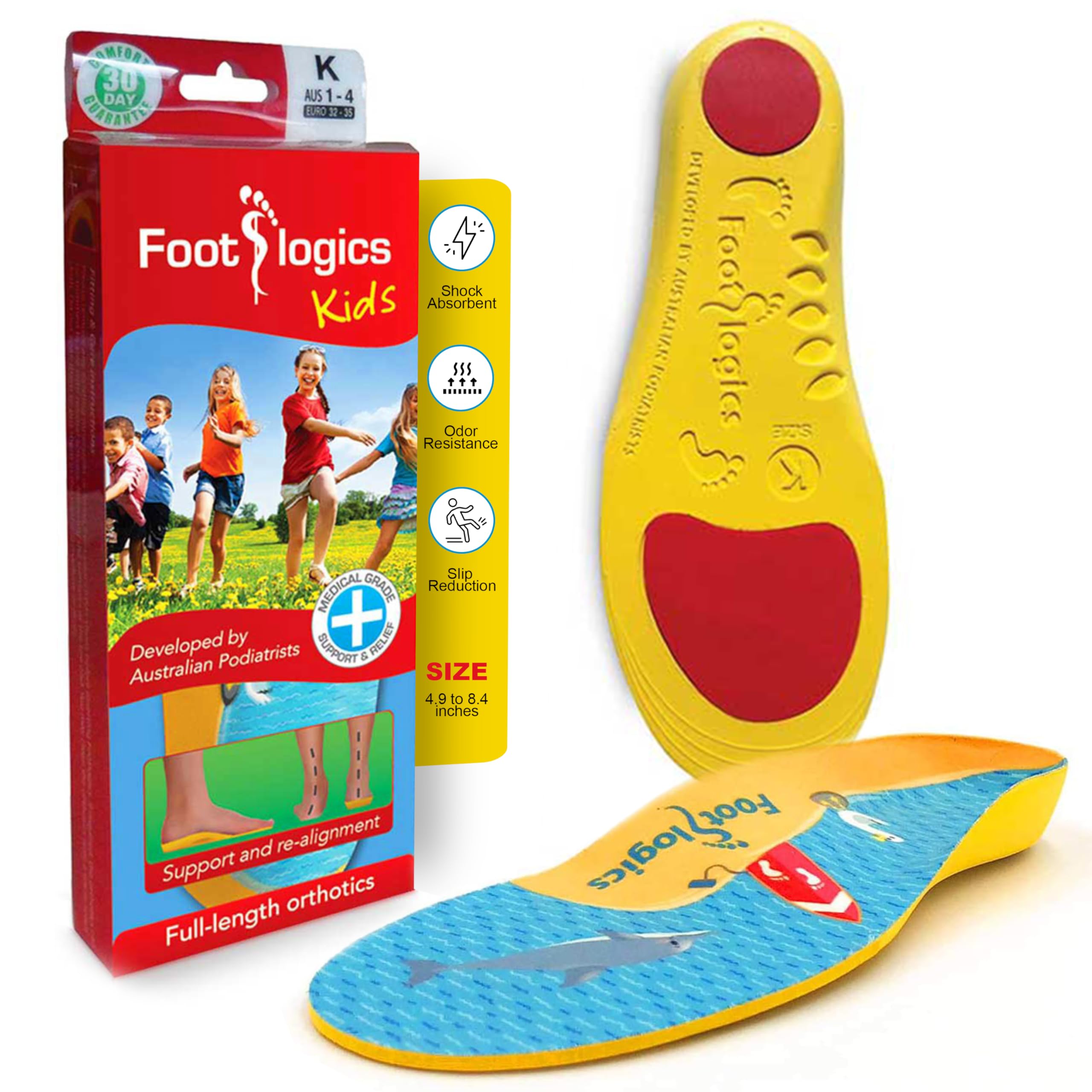 Footlogics Fun Kids Orthotic Shoe Insoles with Arch Support for ...