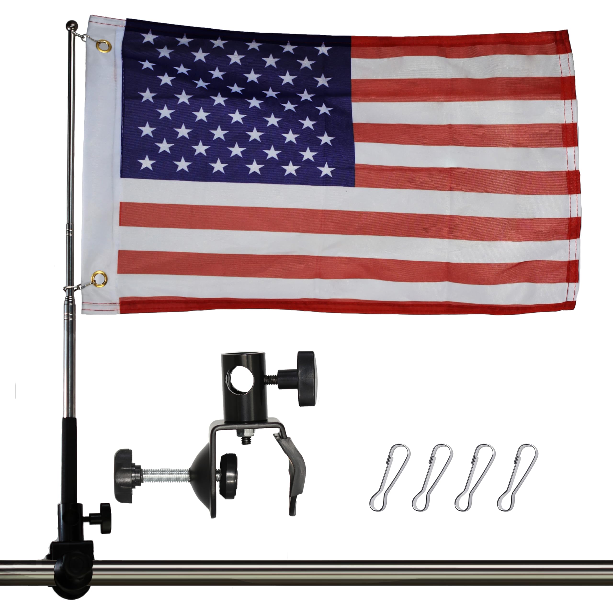 Boat American Flag Pole Kit,12''x18'' Pontoon Boat Flags,US Flag Holder ...