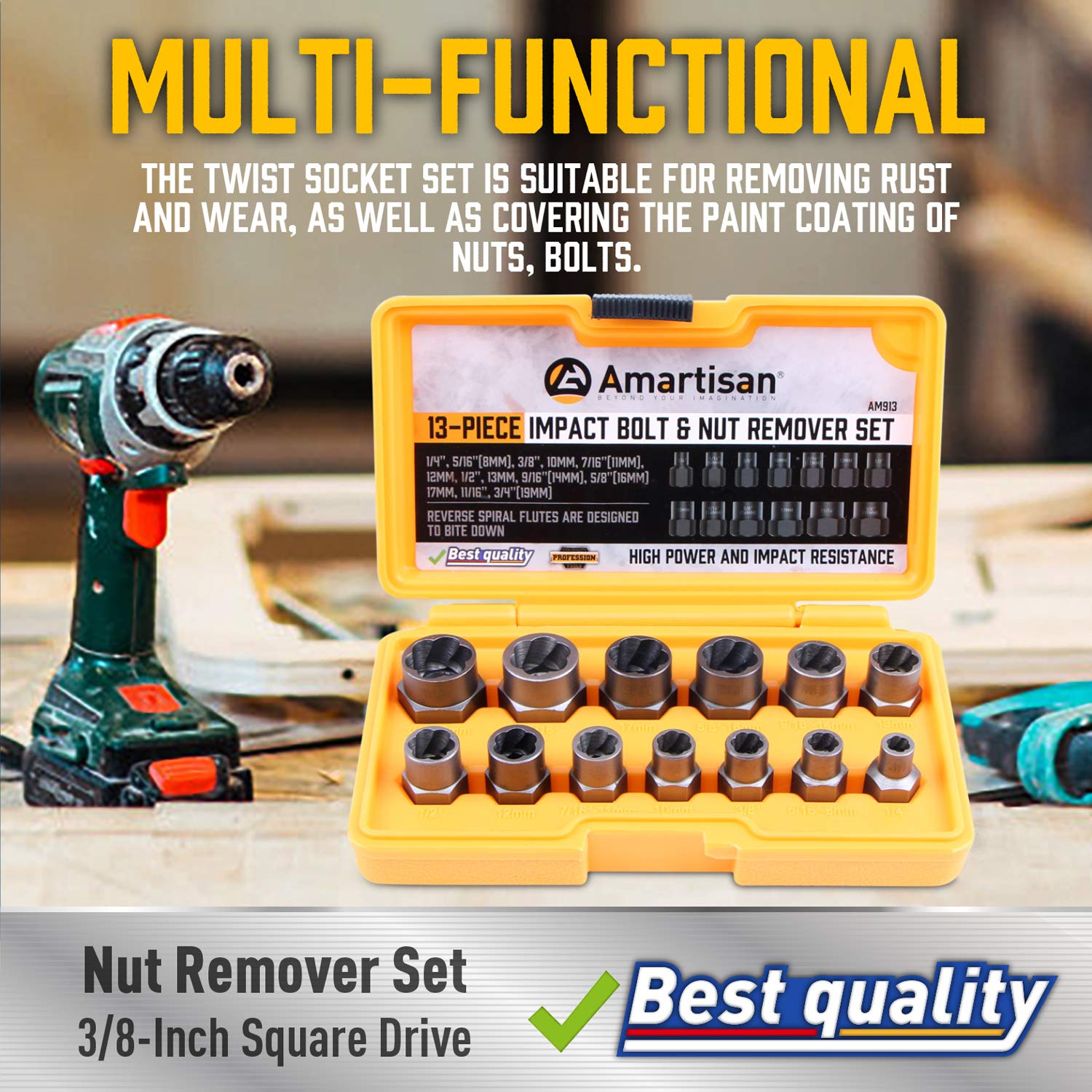 Mua Amartisan Impact Bolt Extractor Tool, 13PC Bolt Nut Removal ...
