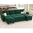 Amazon.com: Belffin Modular Sectional Sleeper Sofa with Pull Out Bed Velvet Convertible U Shaped ...
