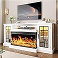 Amazon.com: oneinmil 36 Inch 3-Sided Glass Fireplace TV Stand for TVs ...