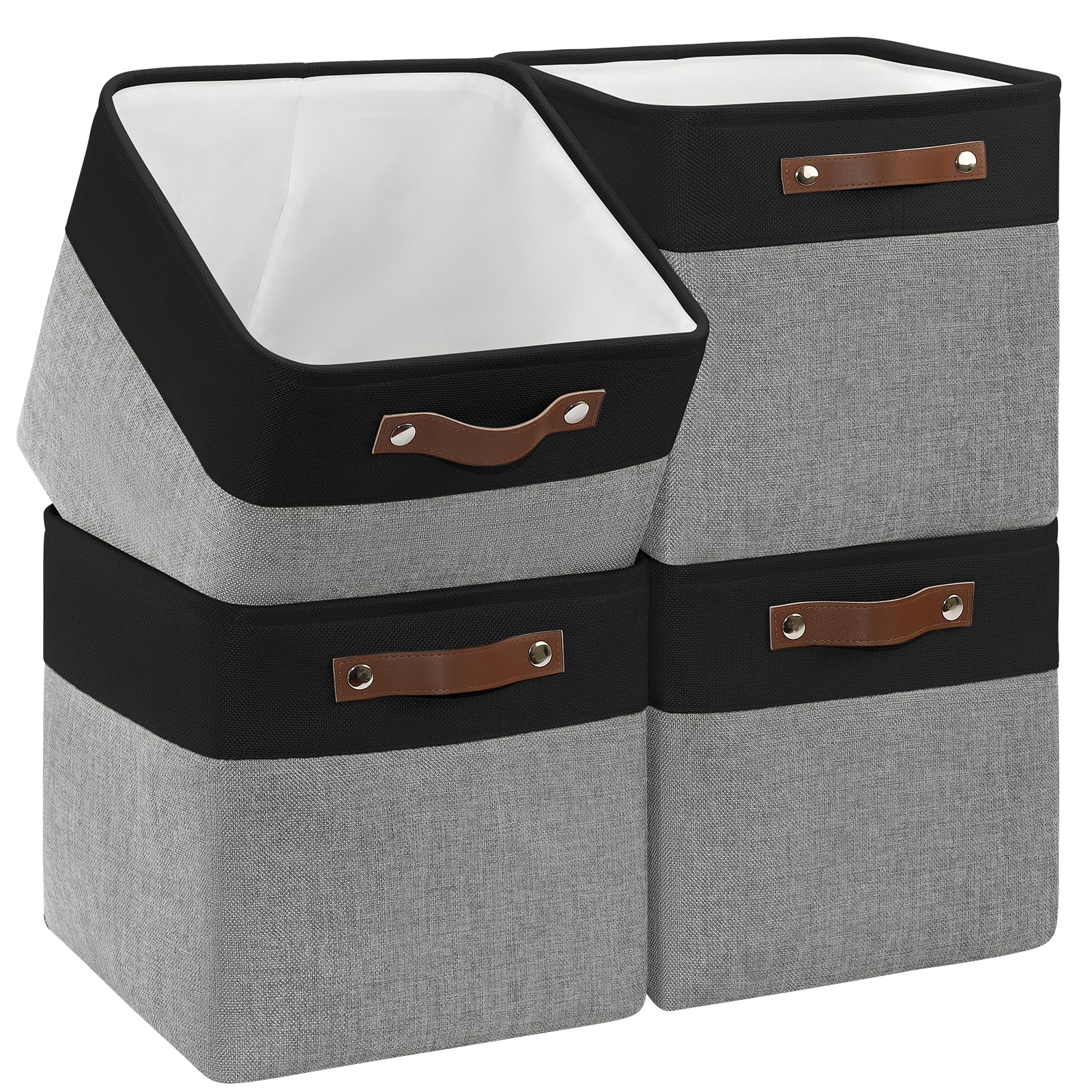 Patvingot Collapsible Fabric Cube Storage Bins 11x11×11, Pack of 4 ...