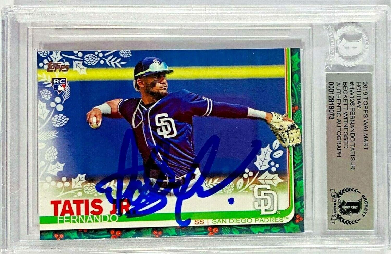Fernando Tatis Jr. Signed 2019 Topps Holiday #HW126 Rookie RC Beckett ...