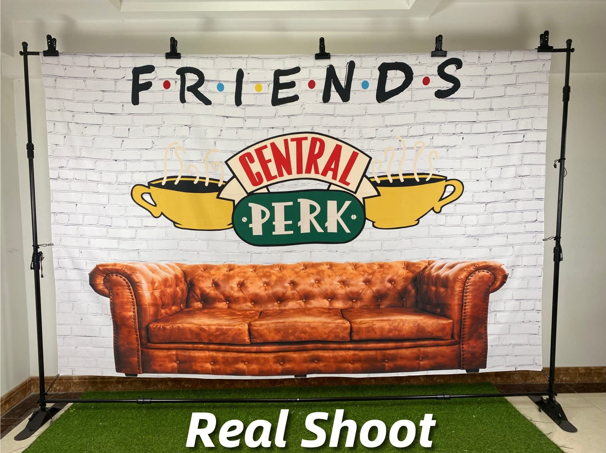 Mua Loccor 7x5ft Fabric Friends Backdrop Retro White Brick Wall Central ...