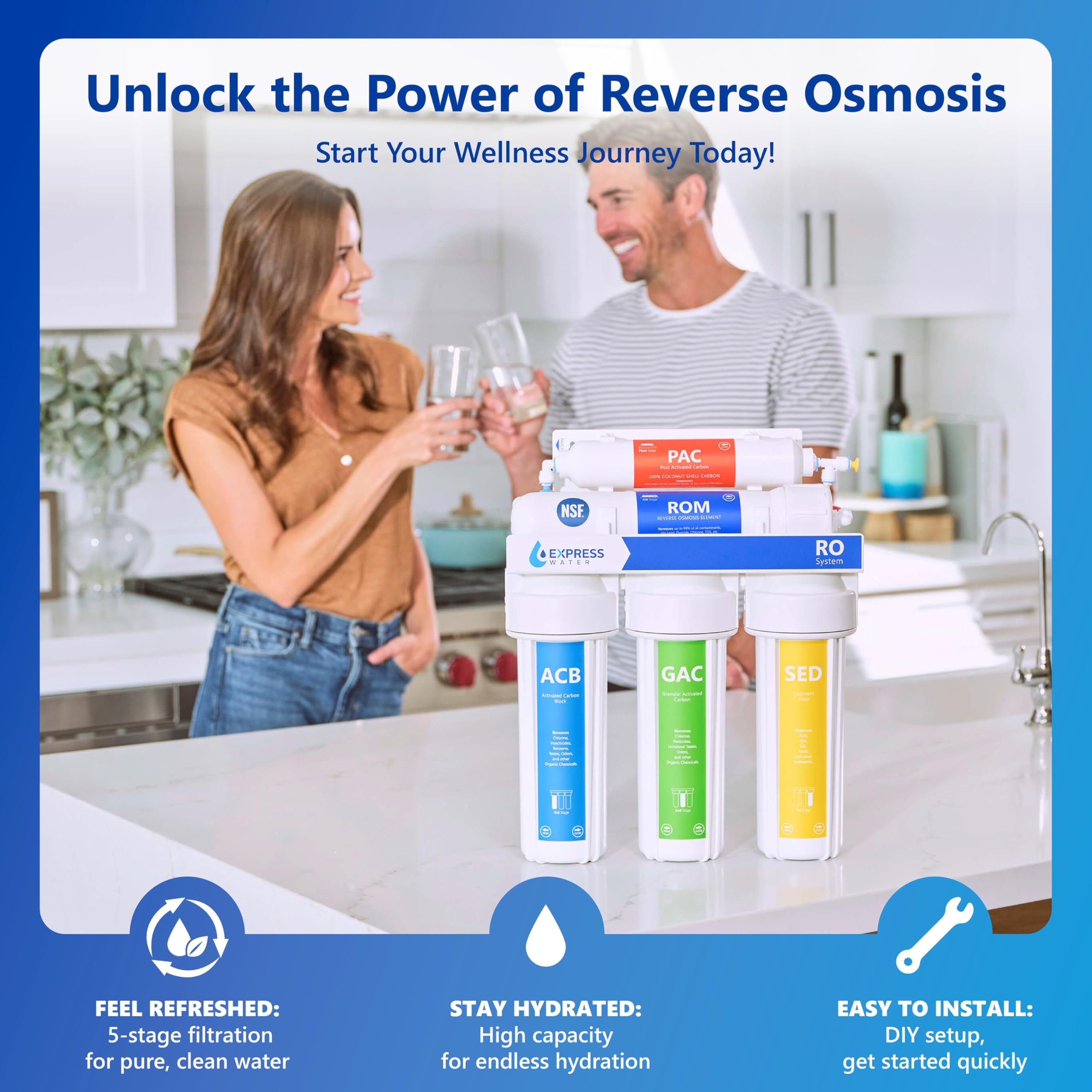 Mua Express Water Reverse Osmosis Water Filtration System – 5 Stage RO ...