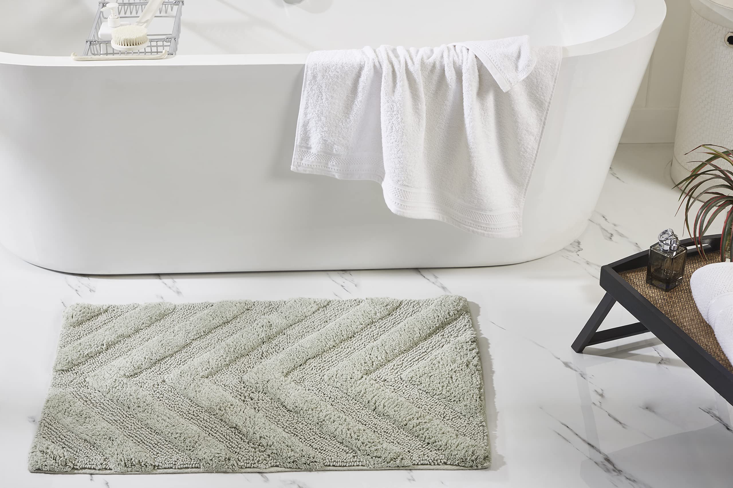 Better Trends Bathroom Rug 100% Cotton Non-Slip Washable Bath Mat, Soft ...