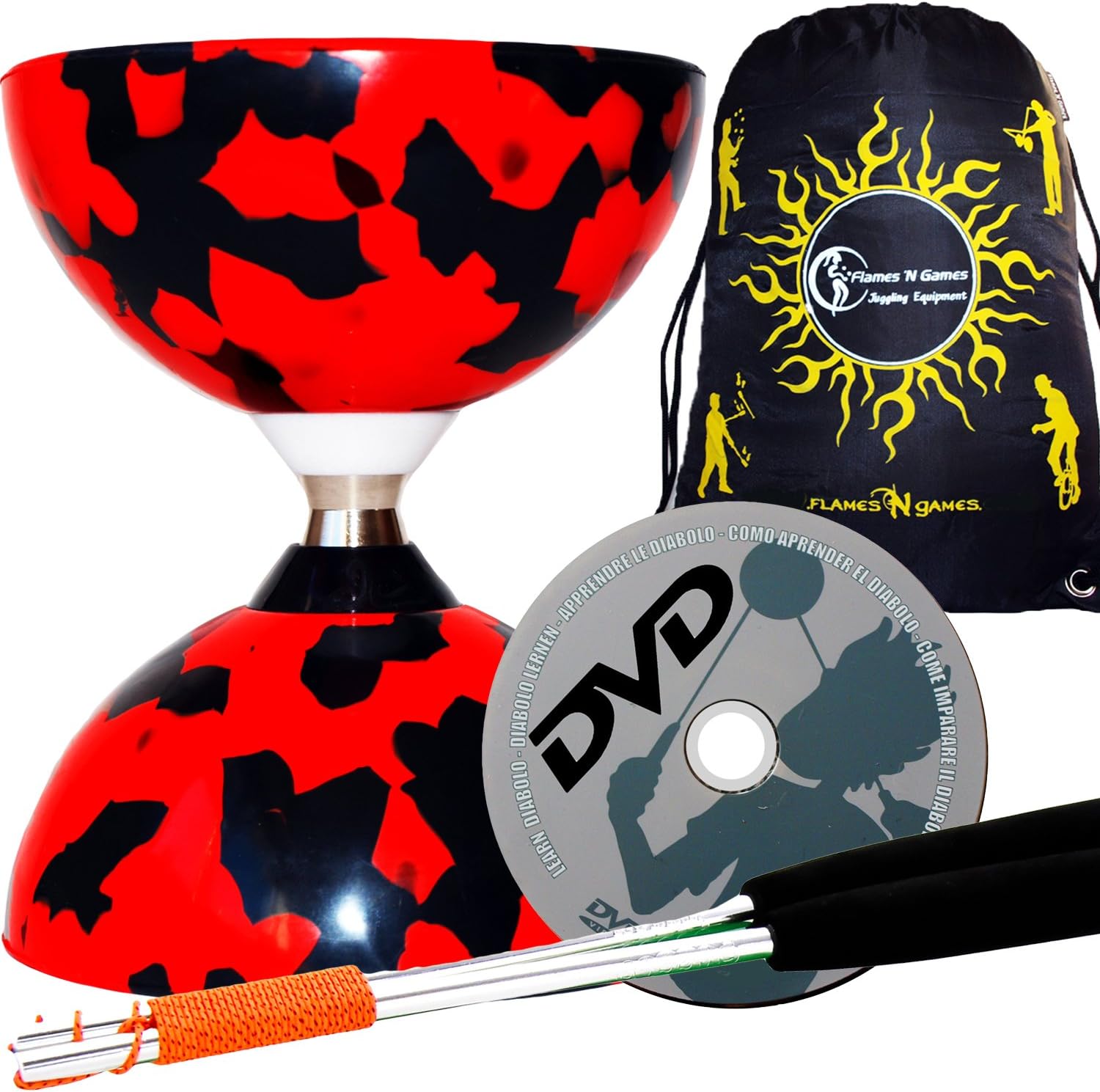 Juggle Dream JESTER Ball Bearing Diabolo Pro Set + Metal Diabolo ...