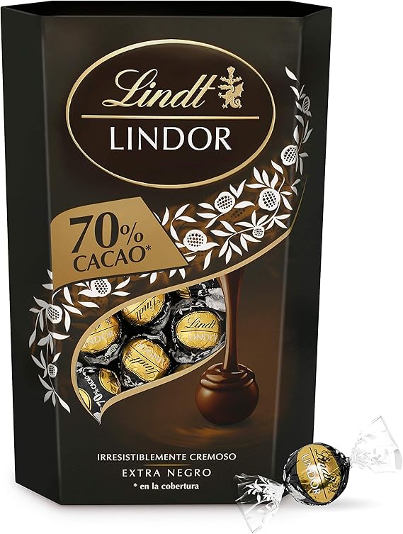 Lindt Lindor Bombones de Chocolate Negro 70% Cacao - Aprox. 26-27 ...