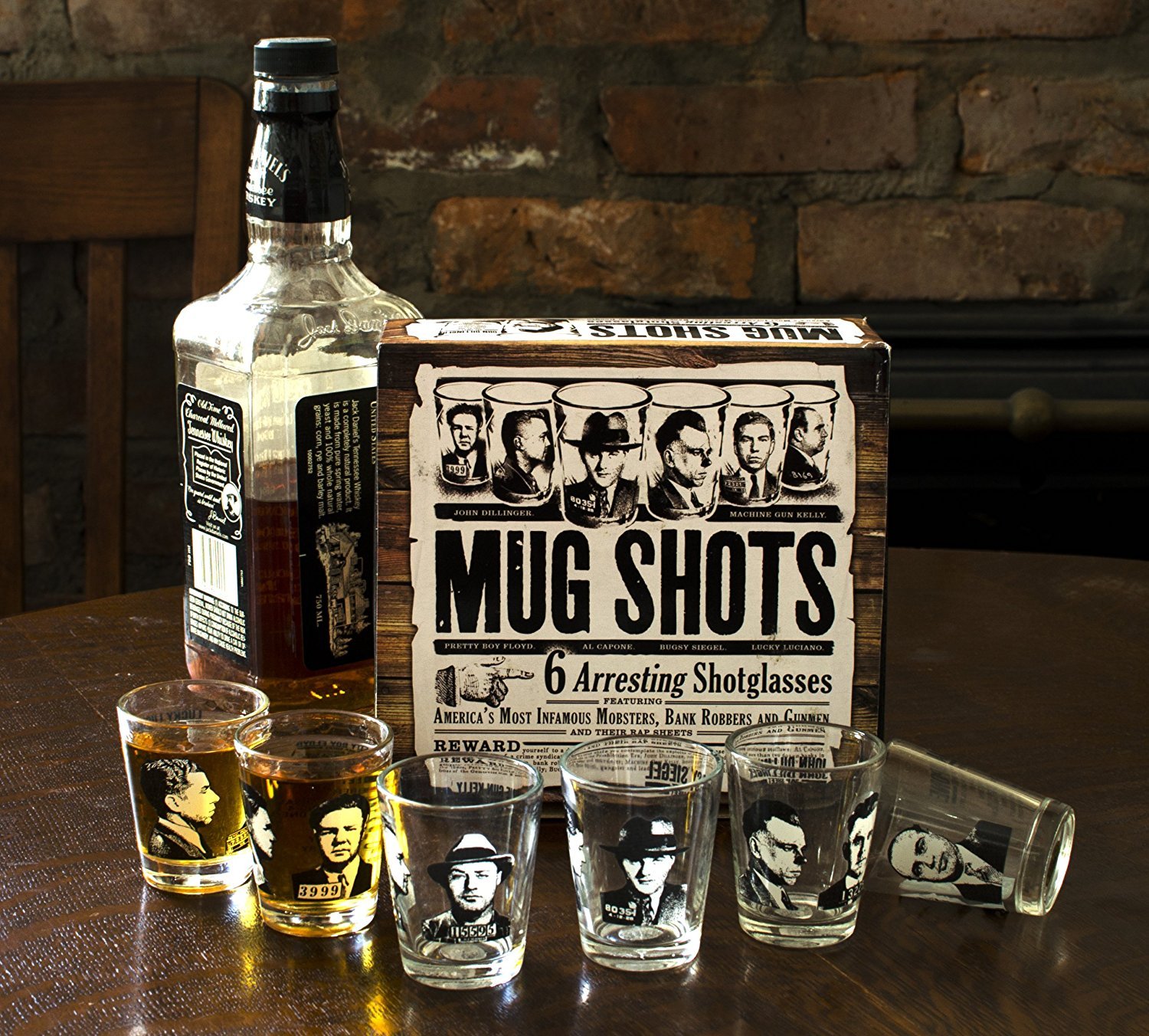 Liqueur & Spirits Glasses 6 Piece Shot Glass Set of Famous Gangster ...