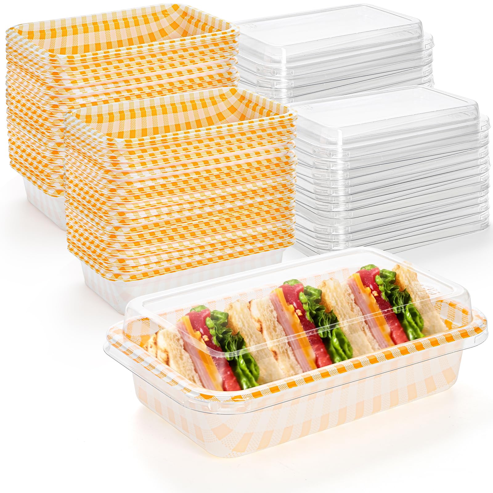 Yesland 100 Pack Charcuterie Boxes with Clear Lids, 7.5 Inch Plastic ...