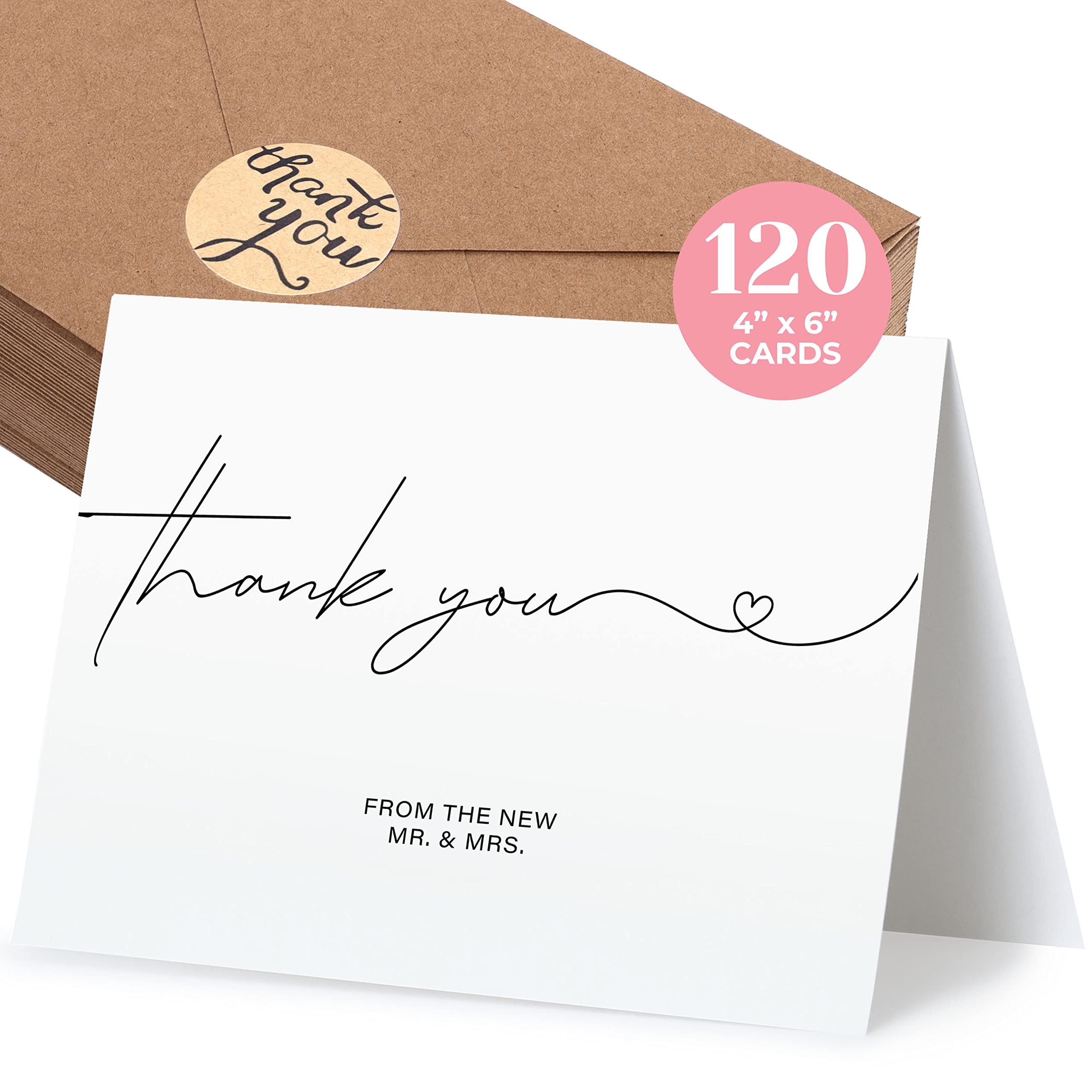 120 Heavyweight Blank Wedding Thank You Cards - Personalized Greetings ...