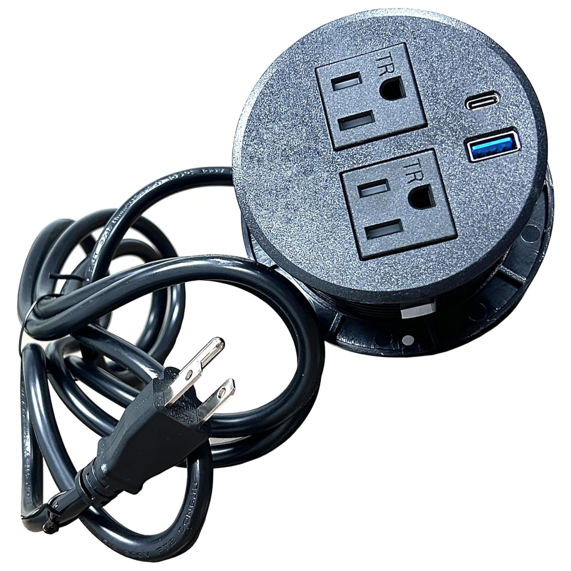 URANT Recessed Power Strip with Desk Power Station,2 Sockets,1 USB Port ...