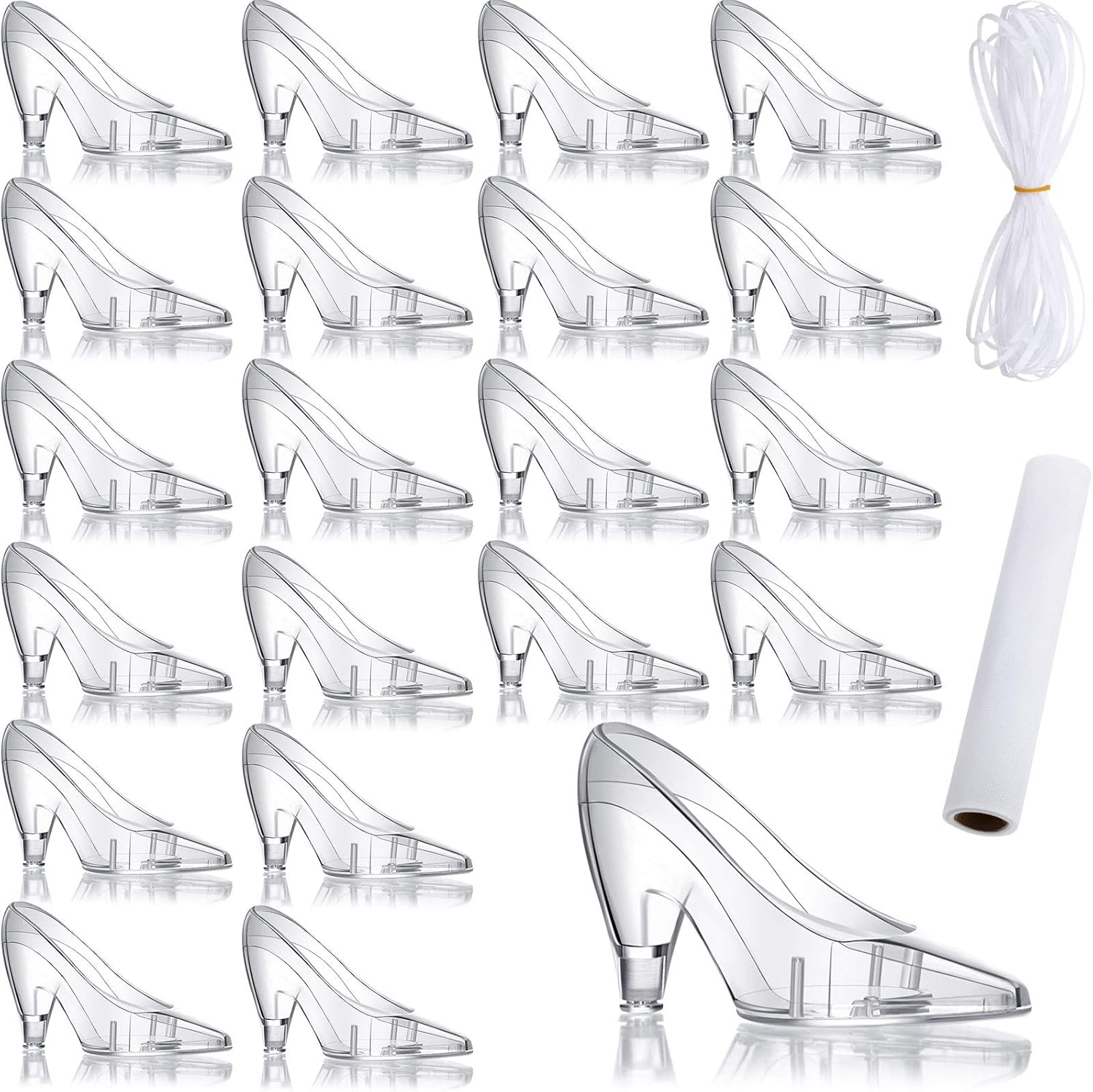 24 Pieces Mini Clear Princess Slippers Plastic High Heels Decoration ...
