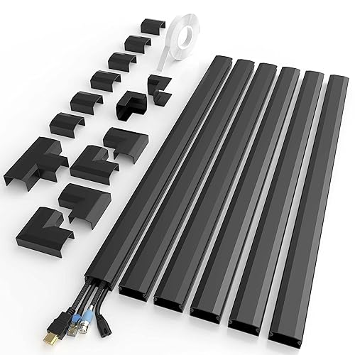 Black Cord Hider, Delamu Black Cord Cover, Large Black Cable Raceway ...