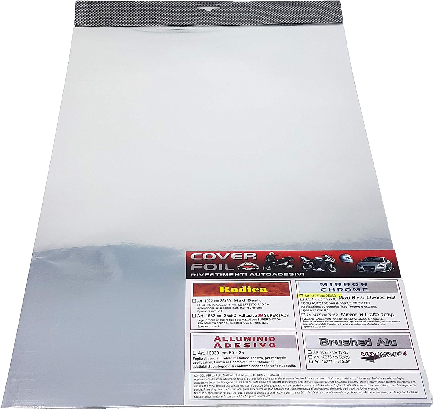 Quattroerre Adhesive Film Sheet Mirror Chrome Foil, 35 x 50 cm – BigaMart
