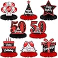Amazon.com: 8 Pcs 50th Red and Black Table Honeycomb Centerpieces 50th ...