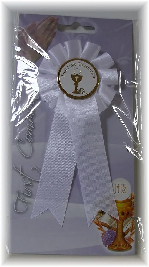 First Holy Communion Rosette. First Holy Communion Badge: Amazon.co.uk ...