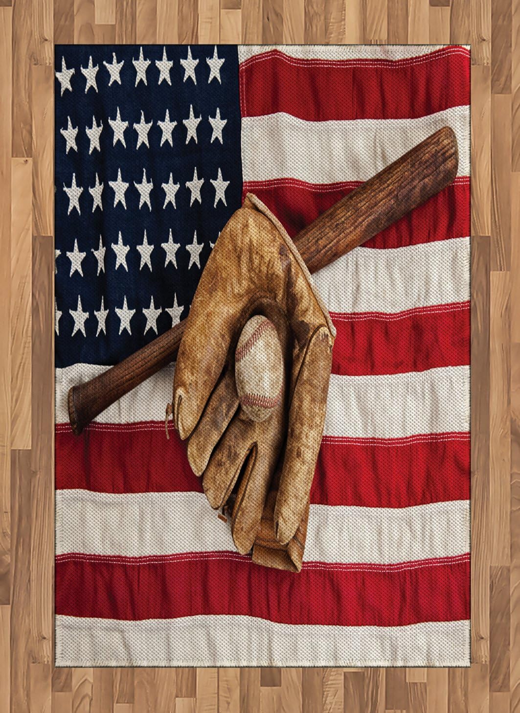 Amazon.com: Ambesonne Baseball Area Rug, Vintage Baseball League ...