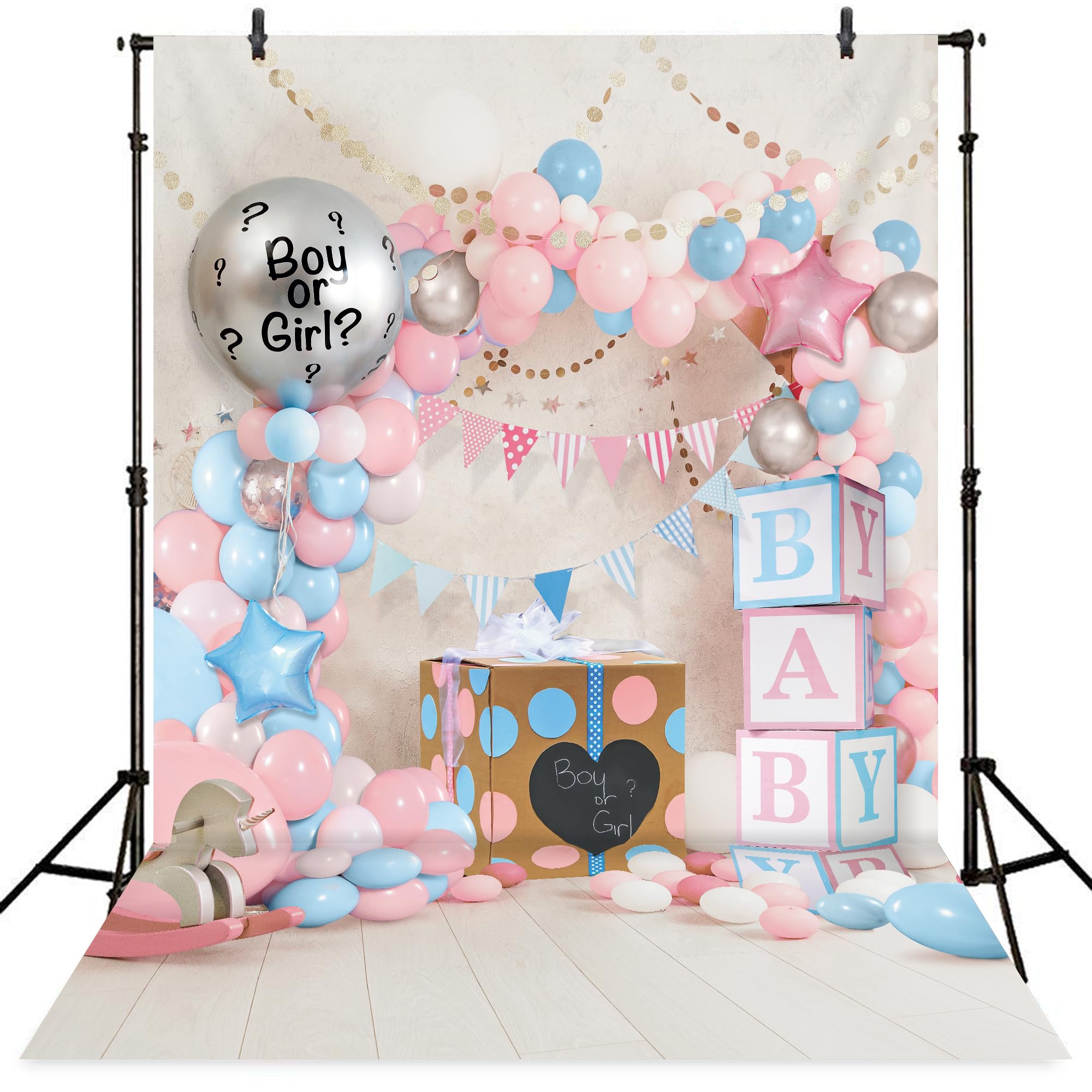 Imirell Gender Reveal Backdrop 5W*7H Feet Boy or Girl He or She Cake ...