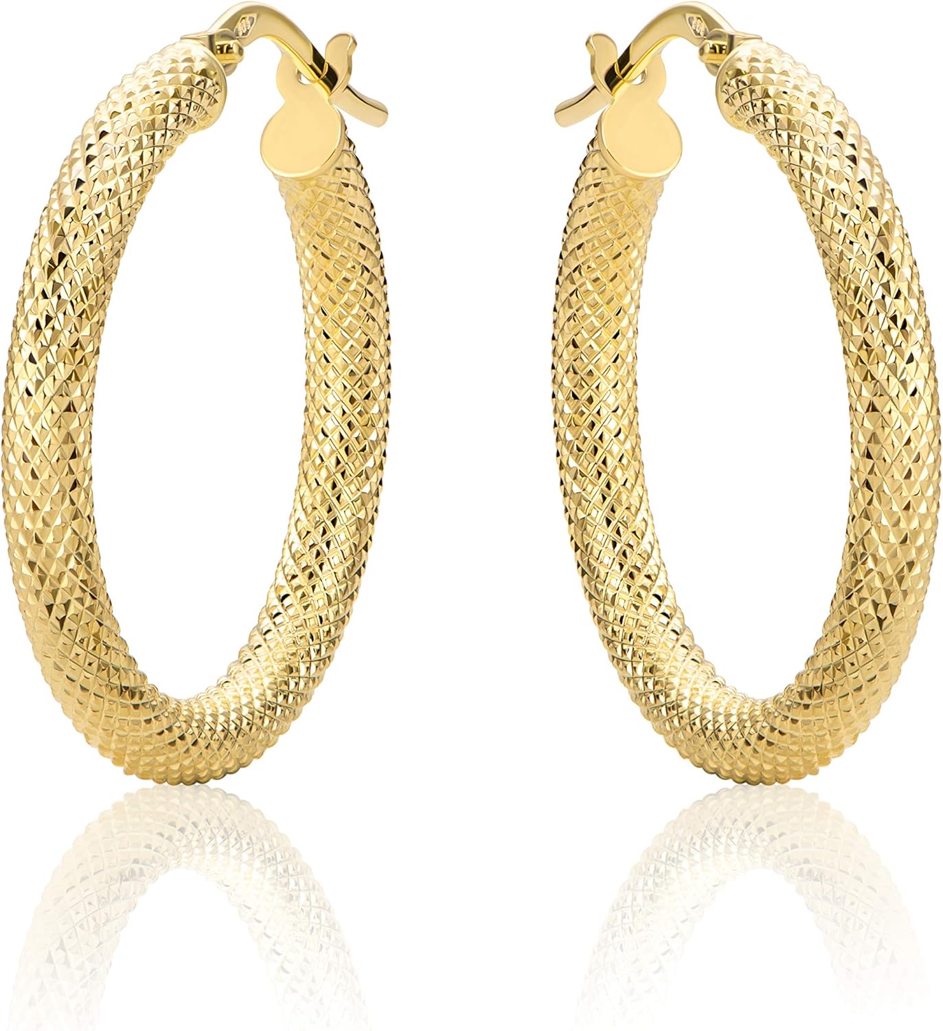 14 Karat 585 Gold Creolen Diamantiert Italienisch Ohrringe Gelbgold (30): Amazon.de: Schmuck