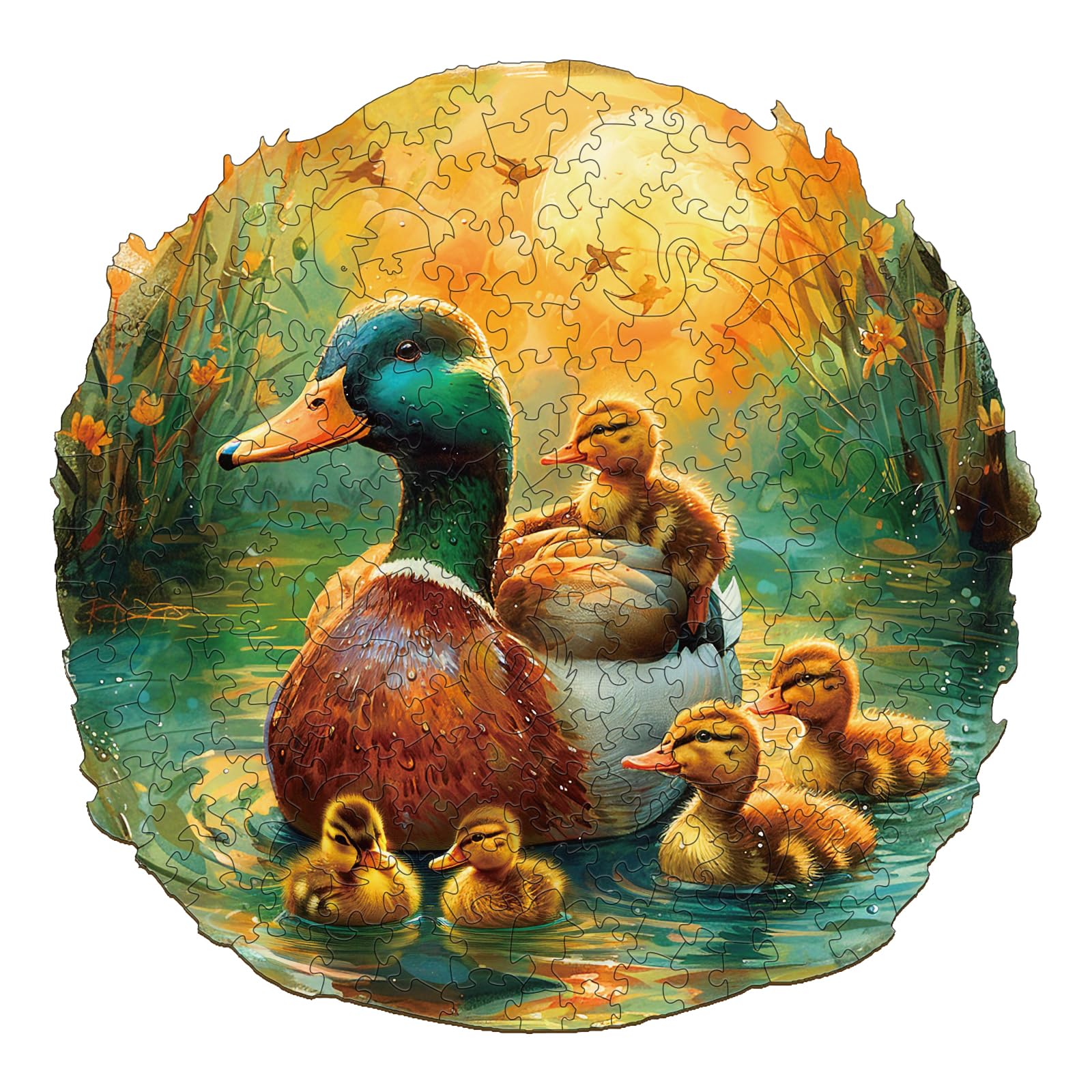 Jigfoxy Wooden Puzzles for Adults, Mother Duck and Ducklings Wood ...
