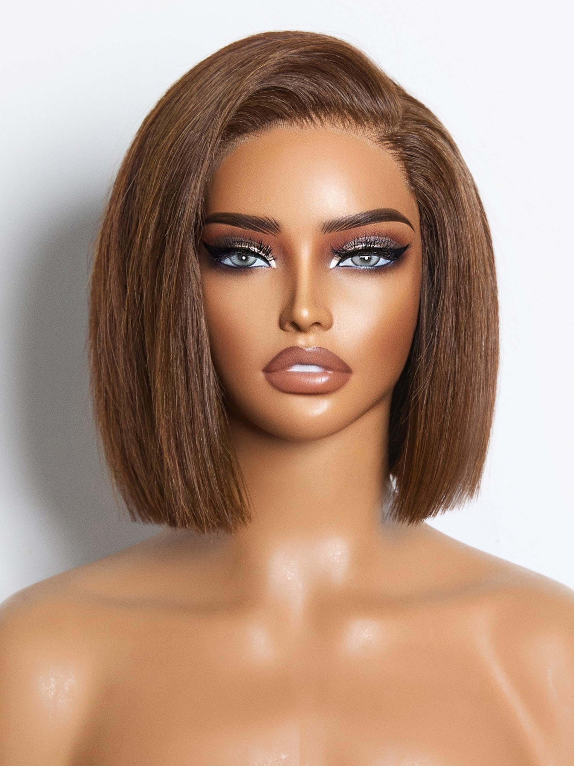 LUVME HAIR Dark Brown Bob Wig Human Hair Glueless Pre Cut Bob Lace ...