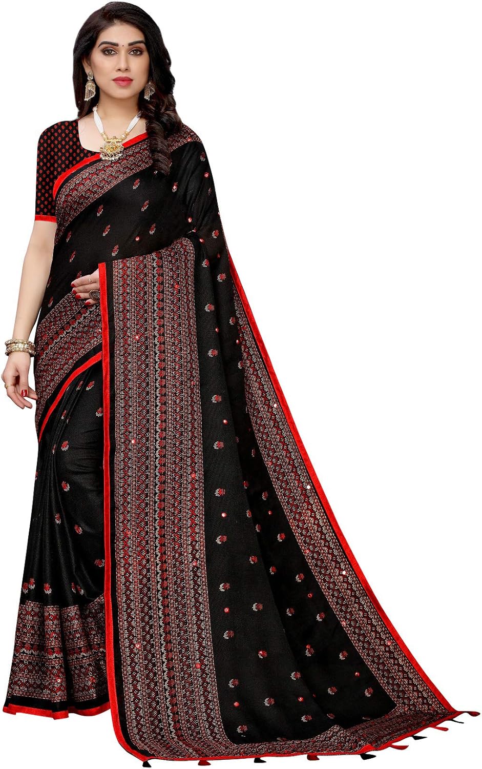 Peegli Saree Frauen Schwarz Blumen Saree Indische Baumwollnetz ...