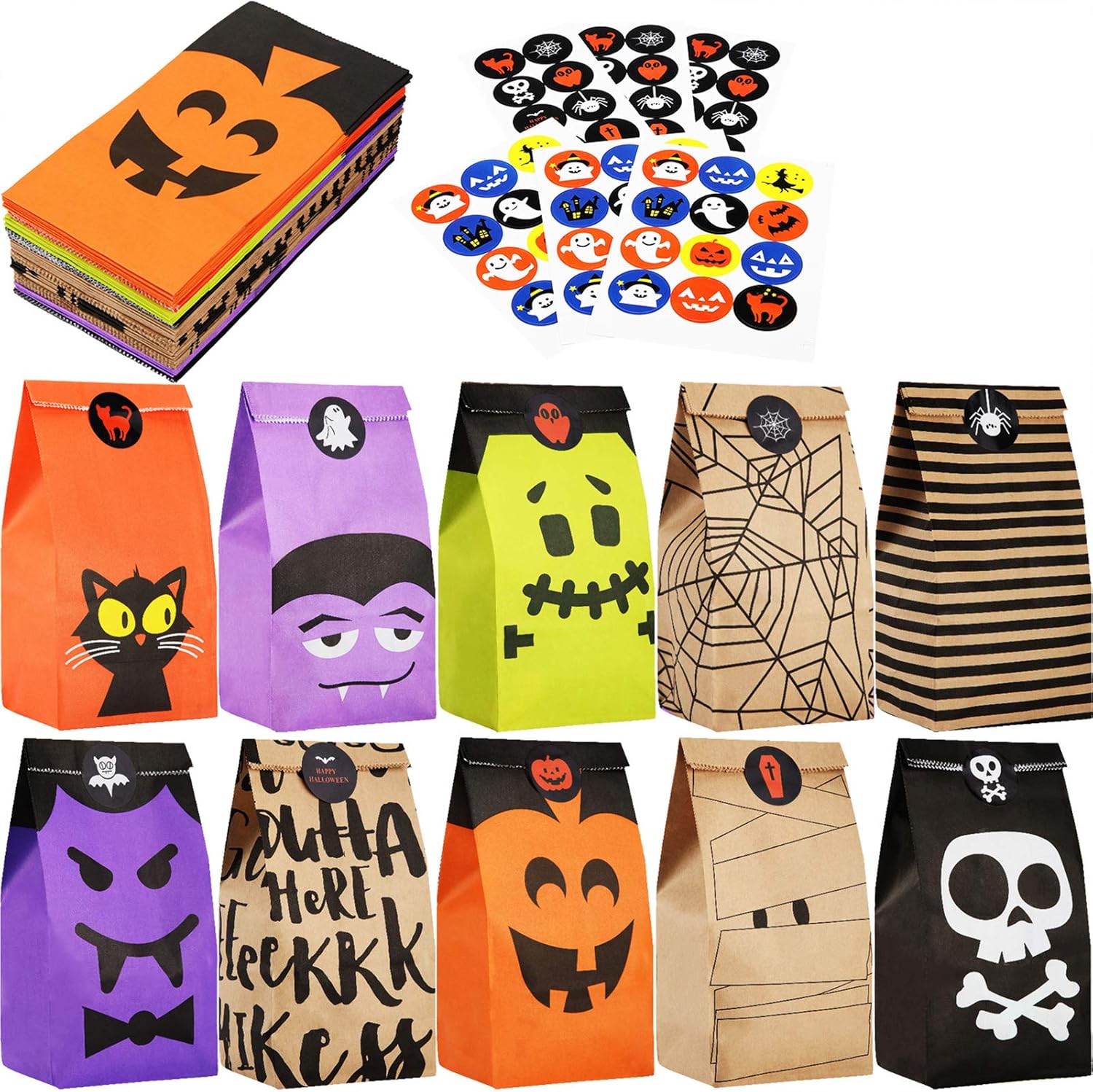 Amazon Outus 60 Pieces Halloween Paper Gift Bags Trick Or Treat 