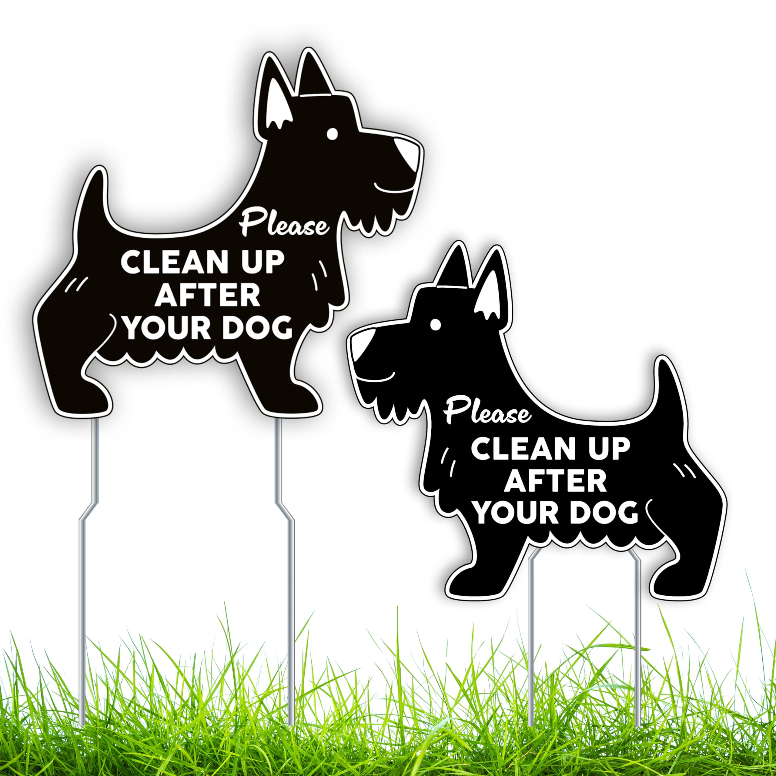 2 PC Clean Up After Your Dog Signs, 11x10 DS Coroplast No Pooping Dog ...